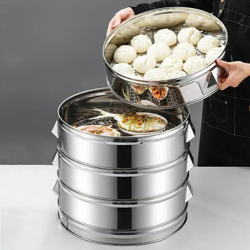 3 Layer Steamer 32cm/35cm/40cm Stainless Steel cooking pots cookware ...
