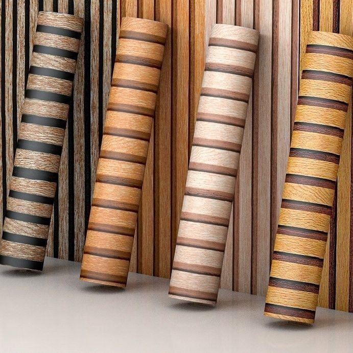 Tiruan kayu gril kertas dinding dengan angin kayu semulajadi tebal dan ...