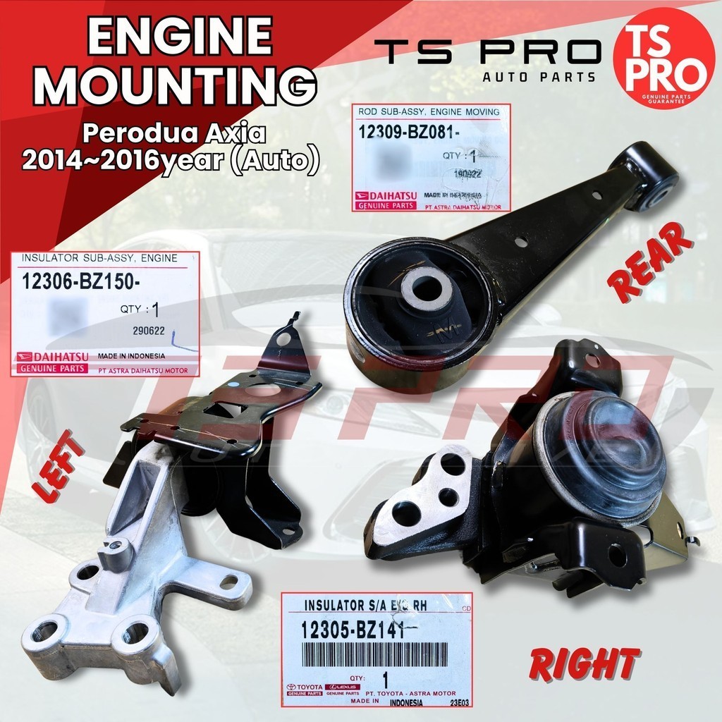 Perodua Axia 2014~2016year (Auto) Genuine Engine Mounting Enjin Mount L-12306-BZ150/R-12305 ...