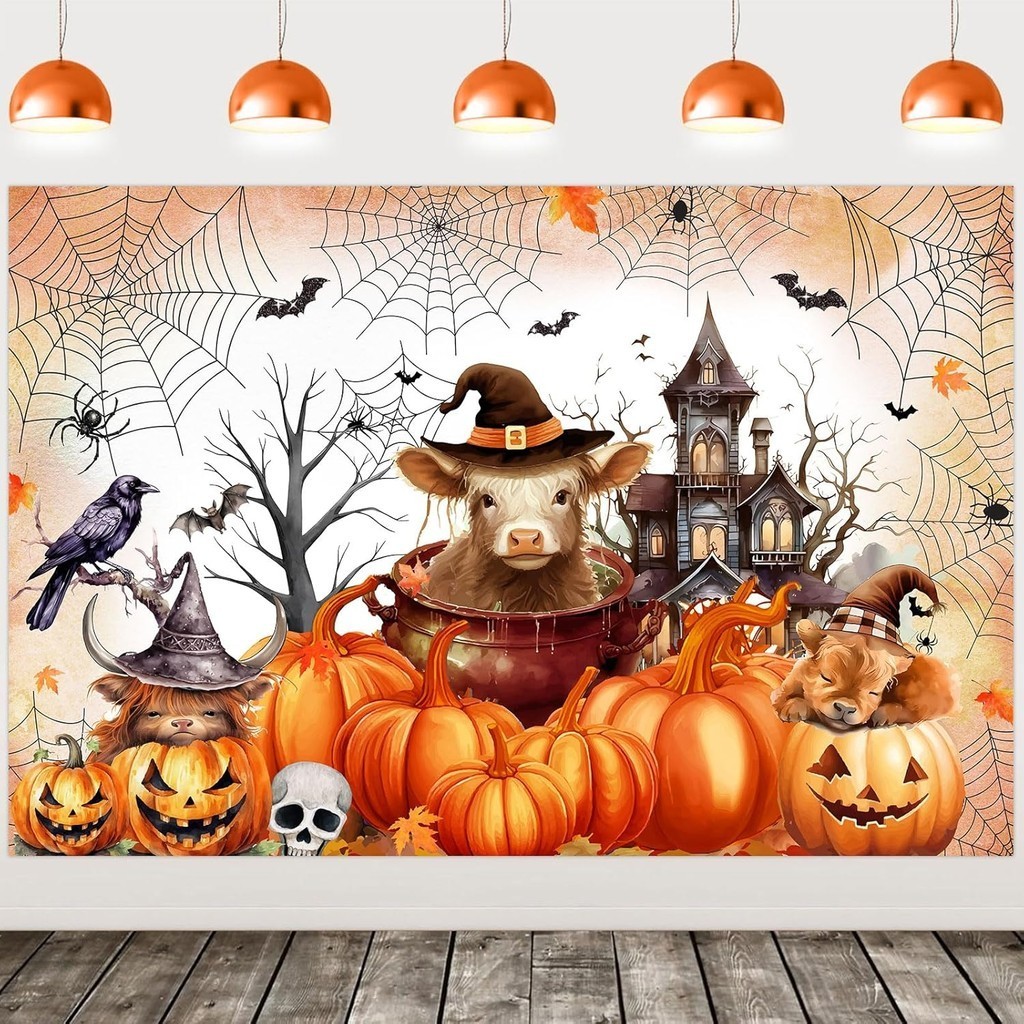 NIVVINE Halloween Highland Cow Party Decoration Highland Cow Halloween ...