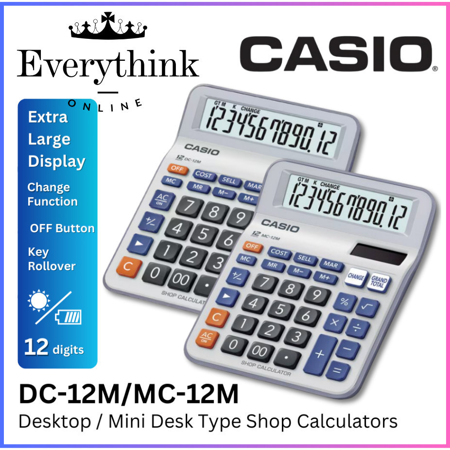 CASIO DC-12M (DESKTOP TYPE) / MC-12M (MINI DESK TYPE) SHOP CALCULATOR ...