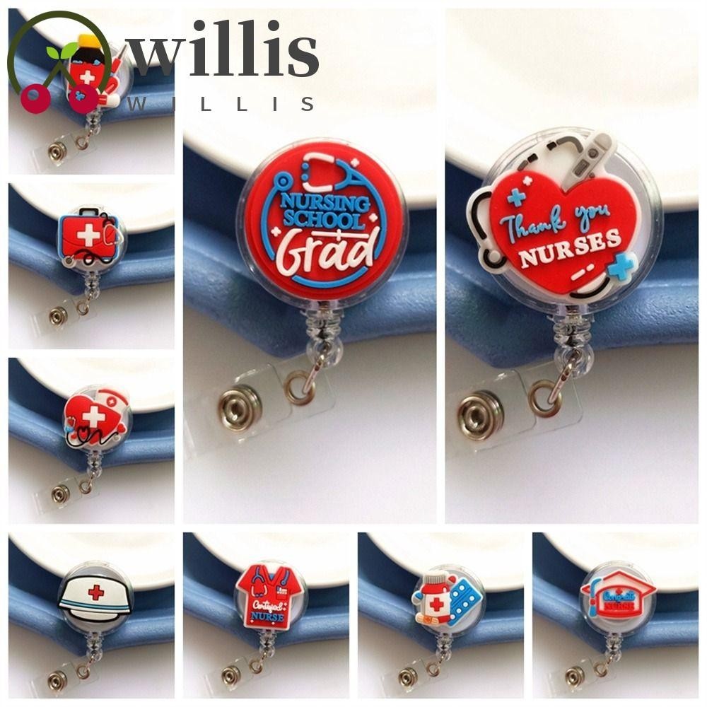 WILLIS Retractable Badge Holder, Chest Card Name Tag Nurse Badge Reel ...