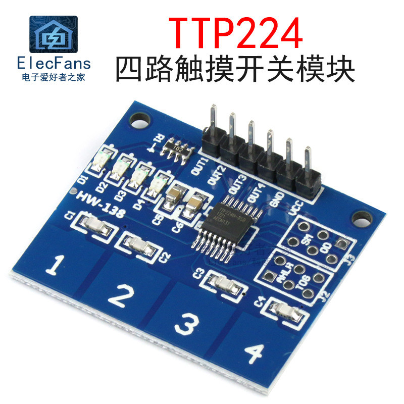 Ttp224 Four-Channel Touch Switch Module 4-Channel Capacitive Finger Touch Button Sensor Circuit ...