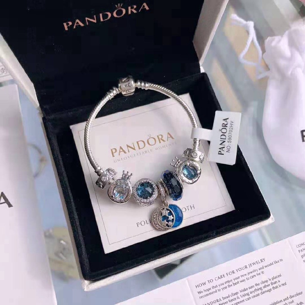 Pan-Dora pan gelang set bstz169 cinta Guardian ular tulang dengan kotak ...