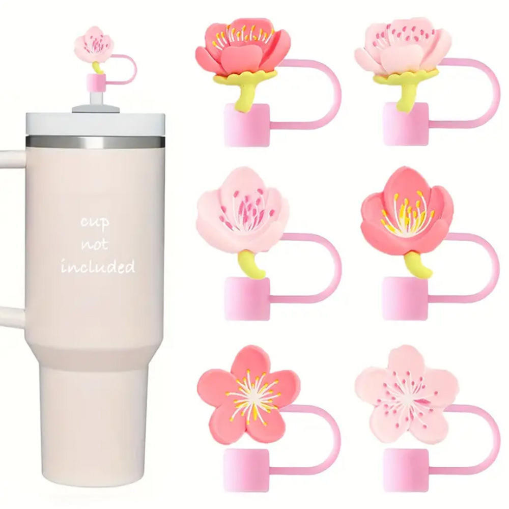 1pcs Cherry Blossom Silicone Straw Cover Cap For Stanley Cup,Straw ...