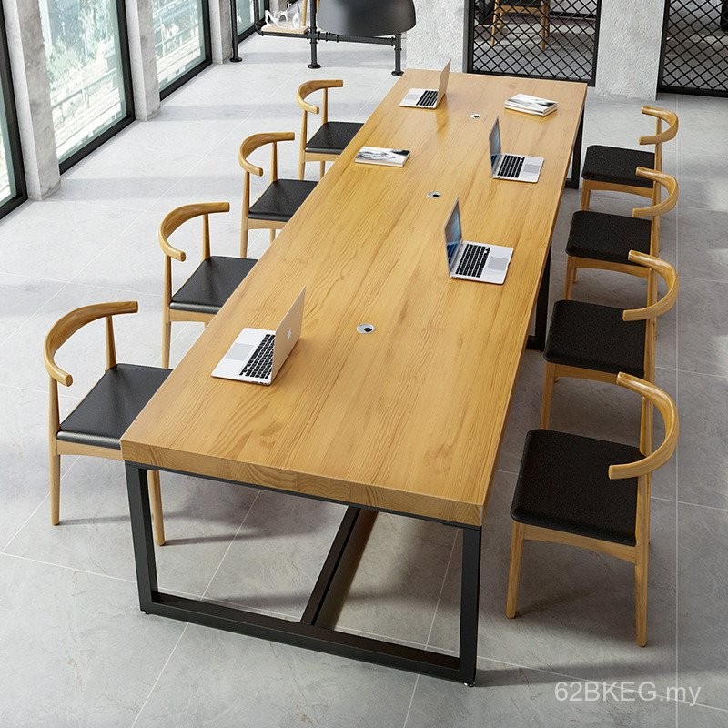 Office Long Large Board Solid Wood Desk Simple Modern Staff Table Work ...