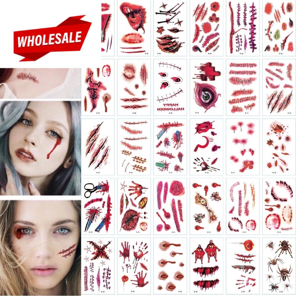(BC) Party Funny Scary Bloody Scar Tattoo Simulation Wound Scratches ...