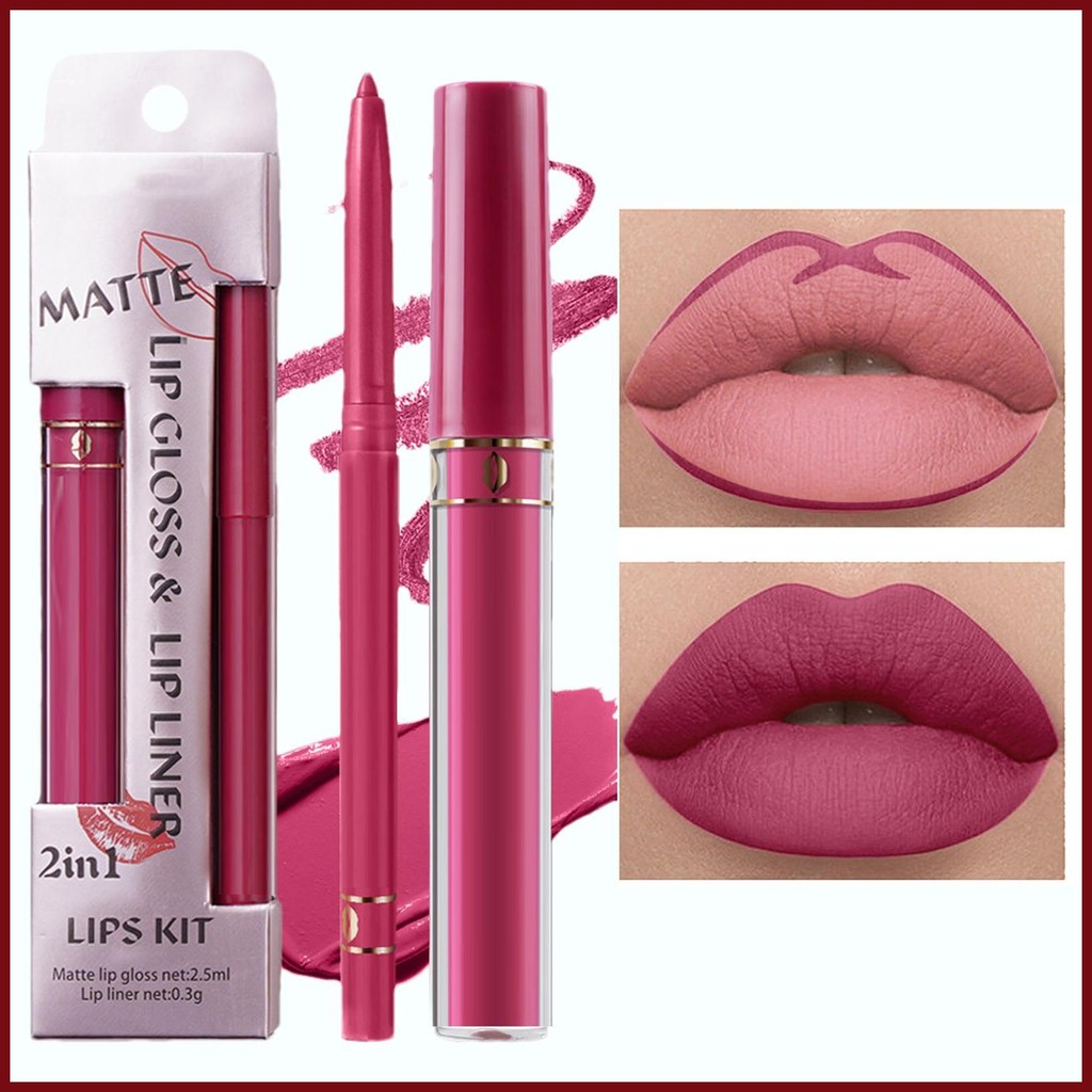 Lip Liner And Lipstick Combo Luxe Lip Kit Matte 2-in-1 Lip Combo Multi ...