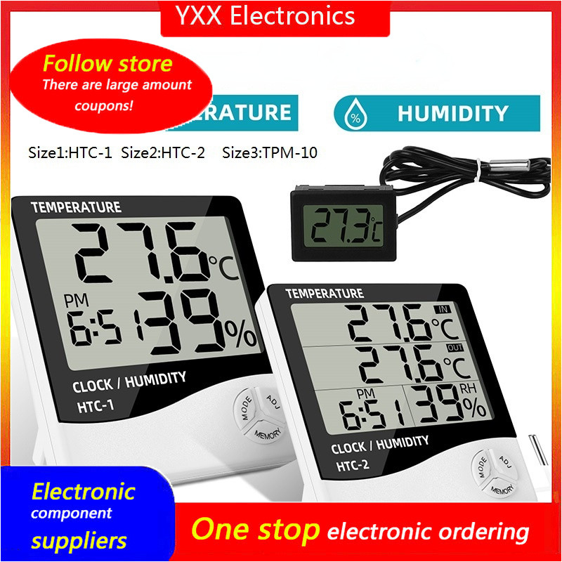Temperature gauge clock temperature, humidity, and temperature, HTC-2 ...