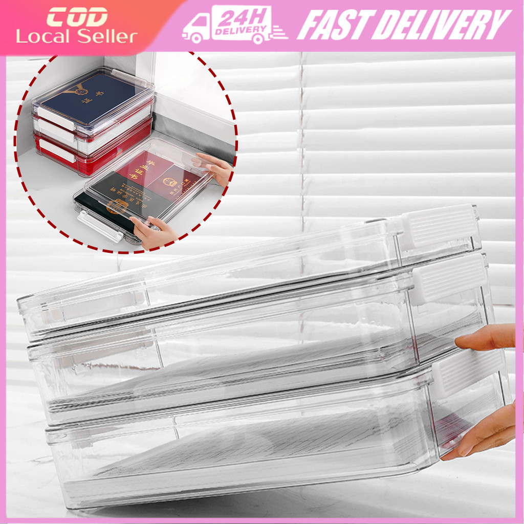 A4 Transparent Stackable Paper Document Storage Box Moisture-Proof Save ...