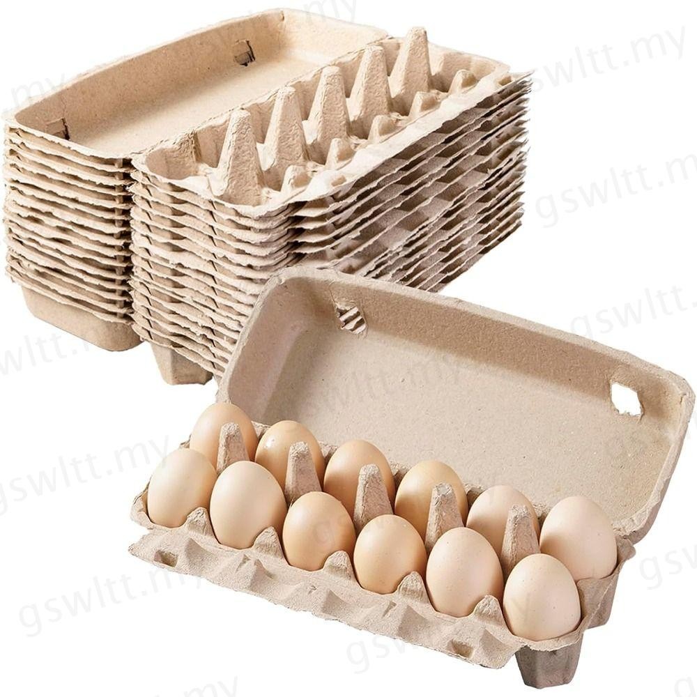 GSWLTT 3PCS Egg Holder, 6 Cells 12 Cells Natural Pulp Egg Cartons, Wood ...