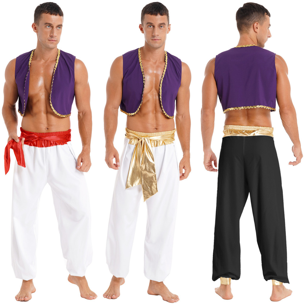 wk Mens Arabian Prince Costume 2 Piece Fairy Tale Street Rat Suits ...