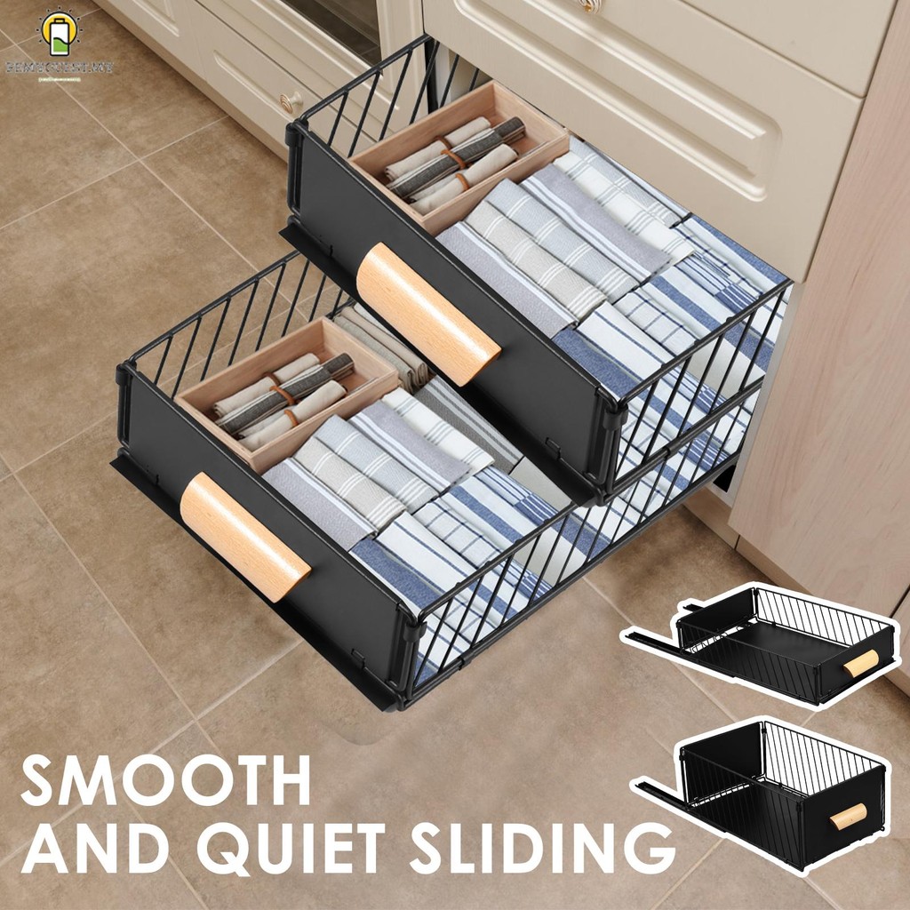 Slide Out Drawer Storage Shelf Metal Pull Out Cabinet Organizer ...