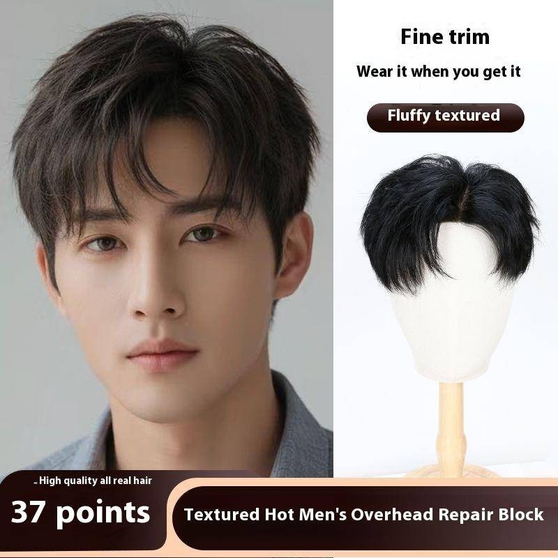 8cm 100% Human hair Modern Man Wig Toupee Men's Short Hair Top ...