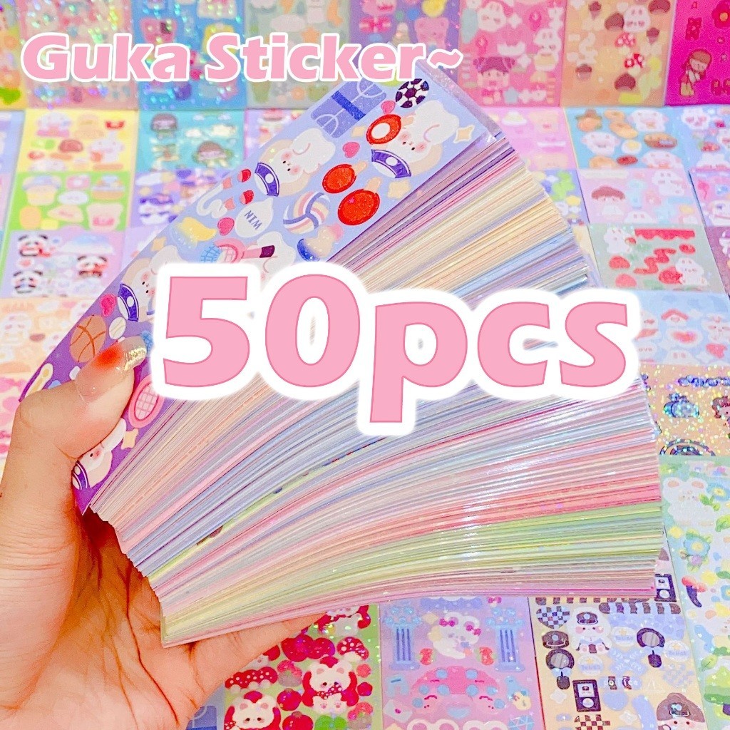 50PCS Cute Cartoon Stickers Kawaii Laser Journal Stickers Goo Card DIY ...