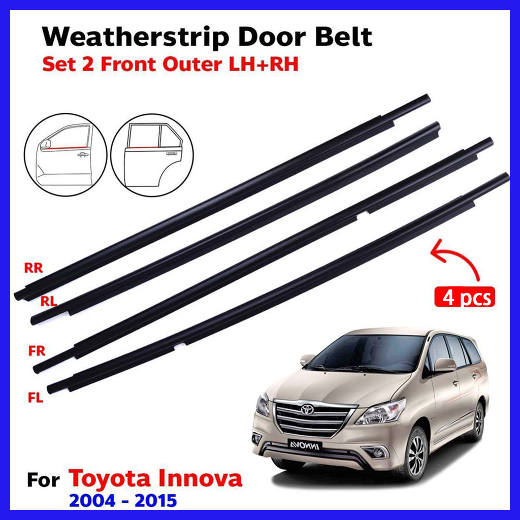 4PCS TOYOTA Innova 2005 - 2015 Door Outer Moulding Door Rubber Window ...