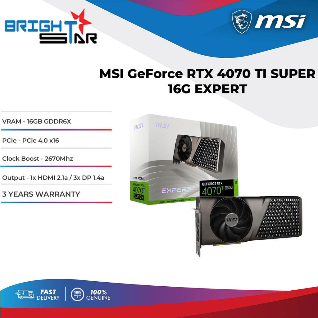 MSI GeForce RTX 4070 Ti SUPER 16G EXPERT 16GB GDDR6X | Shopee Malaysia