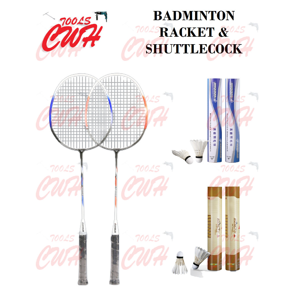 2PCS BADMINTON RACKET RACQUET 12PCS SHUTTLECOCK SHUTTLE COCK BALL RAKET ...