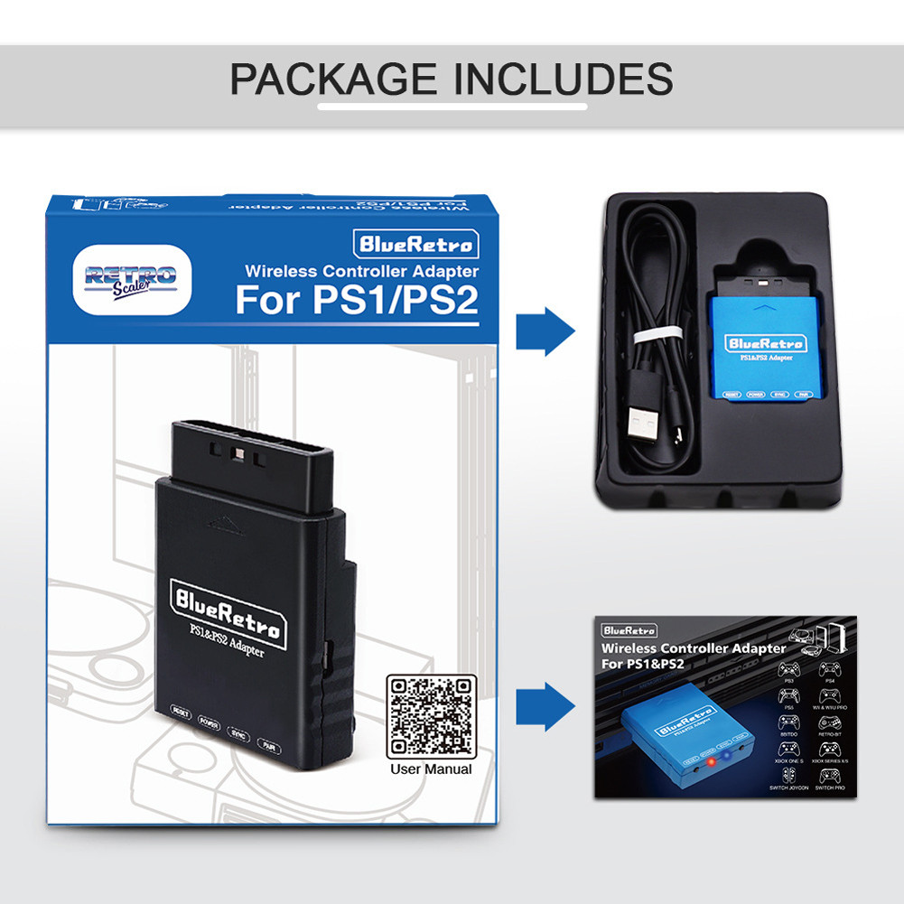 Wireless Controller Adapter for PS3/PS4/PS5/Xbox One S for PS2 PS1 Game ...