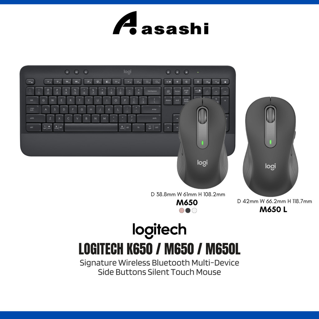 Logitech M650 +K650 Signature Wireless Bluetooth Multi-Device Side ...