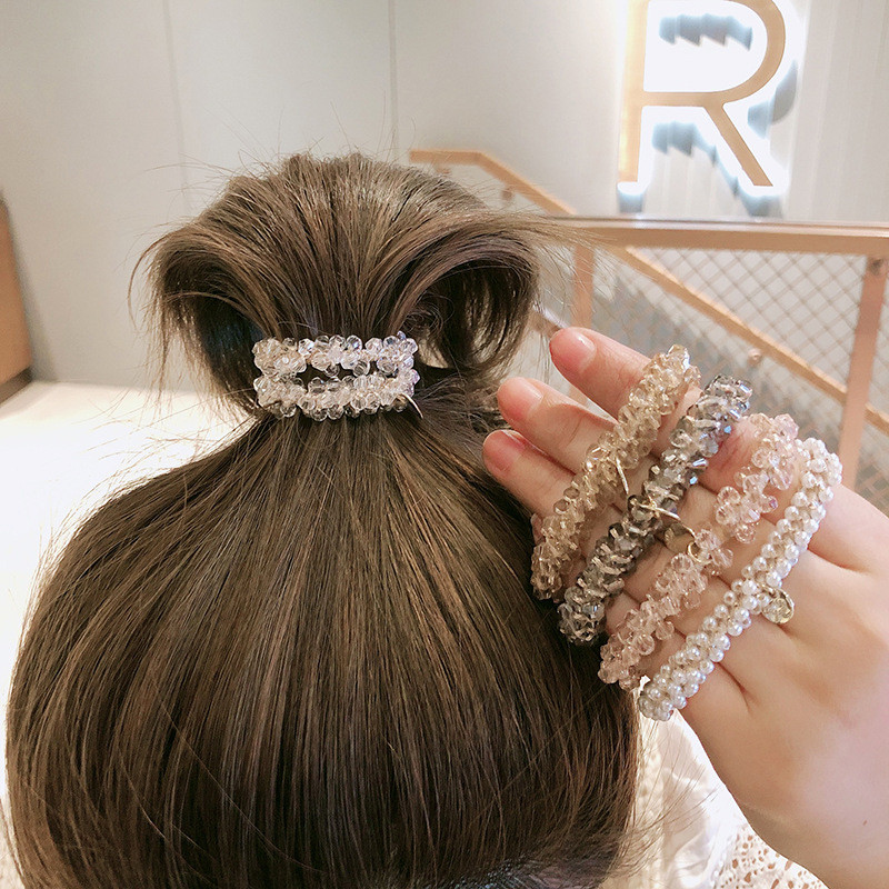 Crystal Hair Ring Bracelet Dual-Use Headdress Pearl Head Rope Female ...