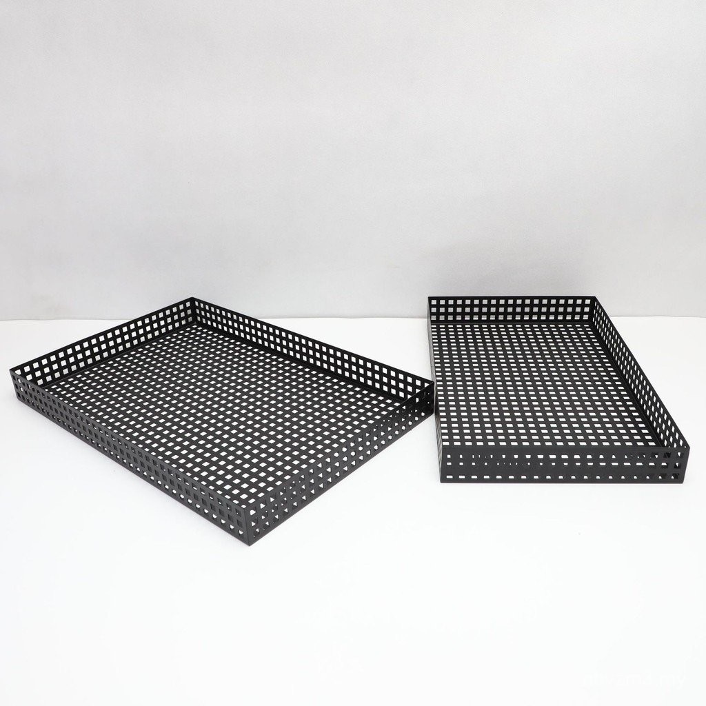 Logam Minimalis Moden Grid Hitam Dulang Teh Dulang Penyimpanan Hiasan ...