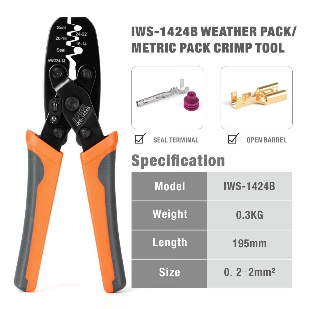IWISS IWS-1424B Weather pack Crimper Tools for Crimping Delphi Packard ...
