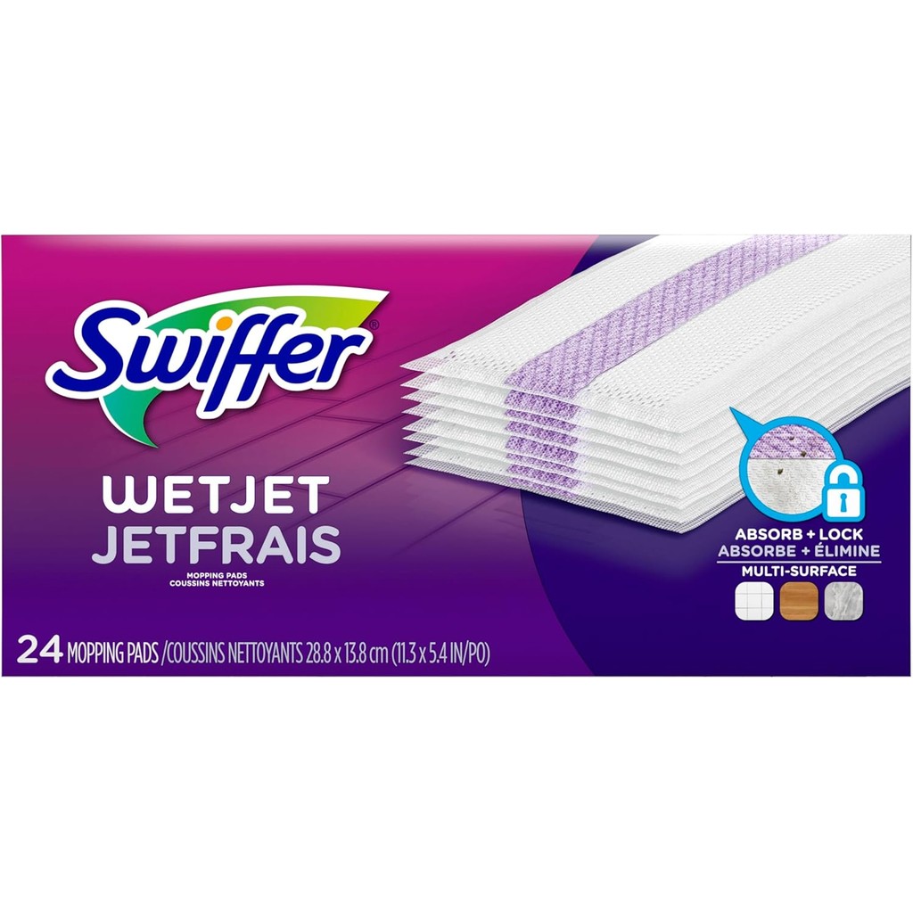 Swiffer WetJet Spray Mop Multi-Surface Floor Cleaner Pad Refill, 24 ...