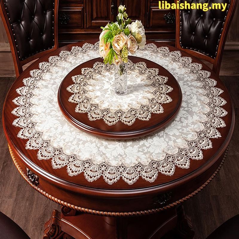Alas Meja Bulat Besar Penutup Meja Kopi Bulat Kain Seni Lace Edge ...