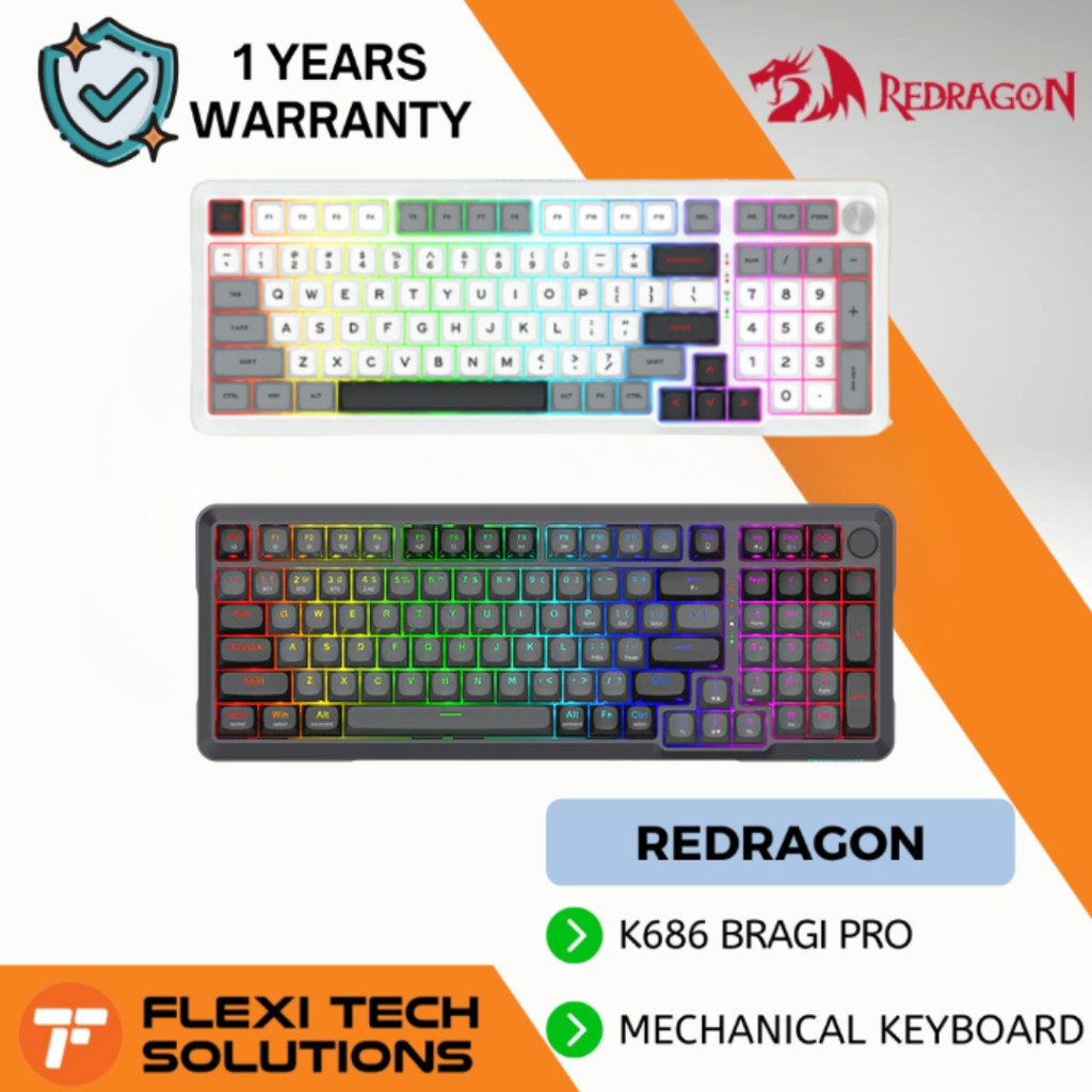 Flexi Tech Redragon K688 Bragi Pro Wireless Gasket Mount Mechanical ...