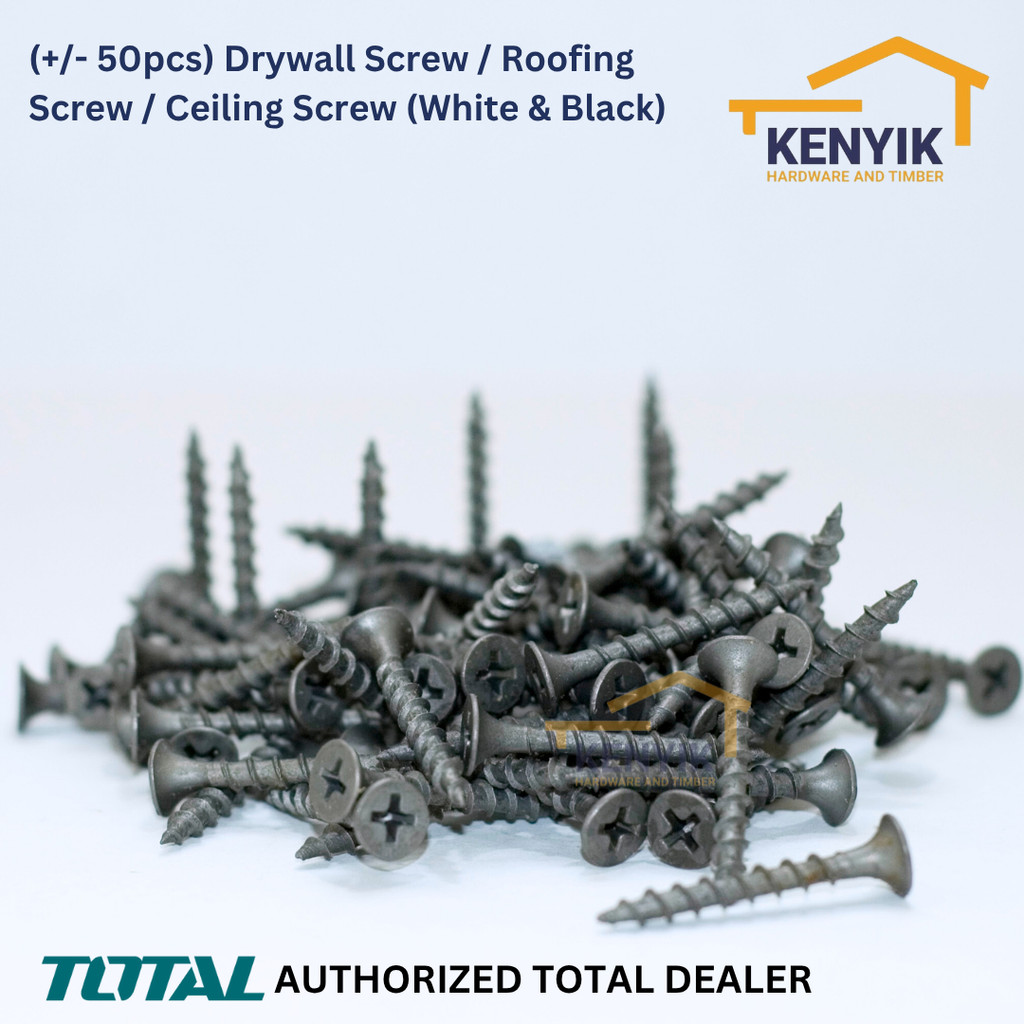 50pcs) Drywall Screw / Roofing Screw / Ceiling Screw (White & Black ...