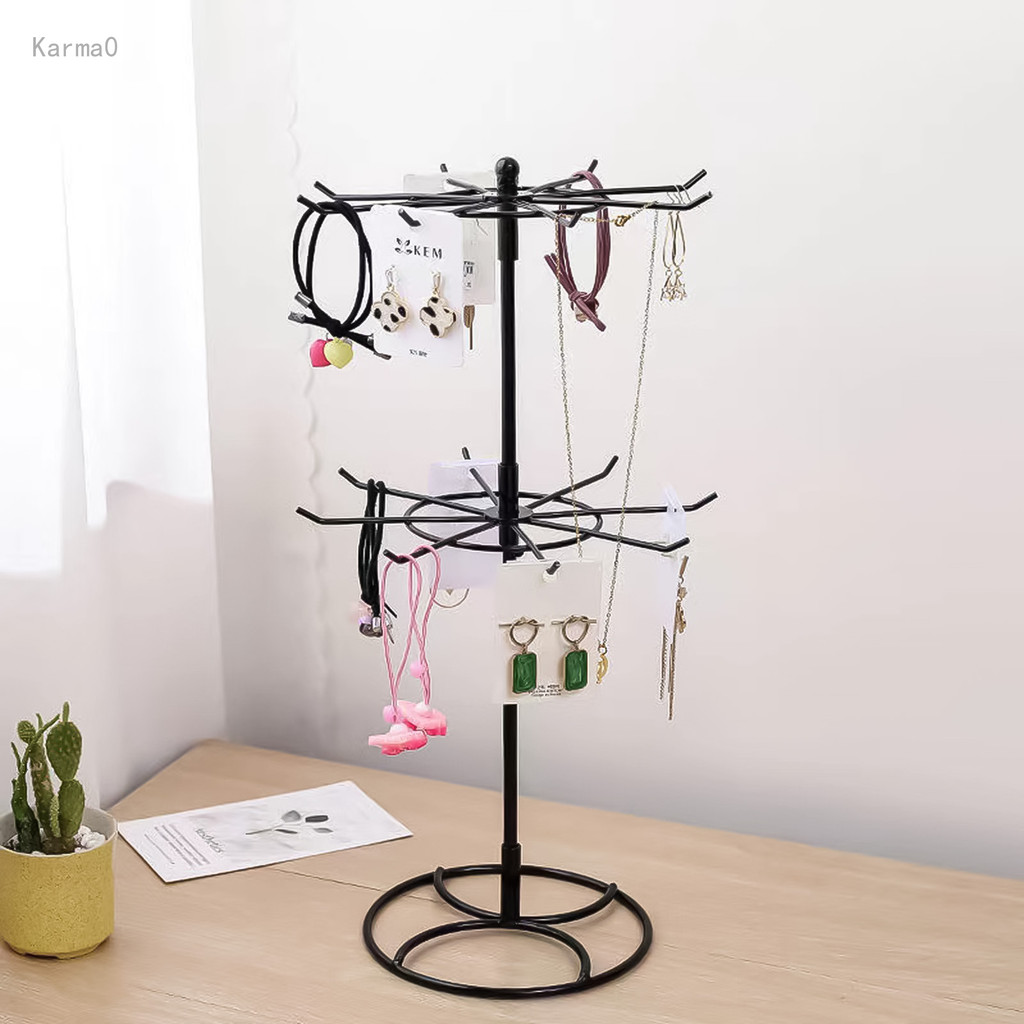 Jewelry Display Rack 2-Layer 360° Rotating Necklace Holder Jewelry Tree ...