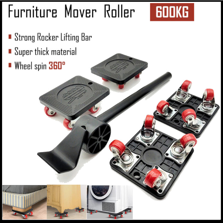 5PCS 1200 lbs Heavy Duty Furniture Movers 360° Rotating Wheels Easy ...