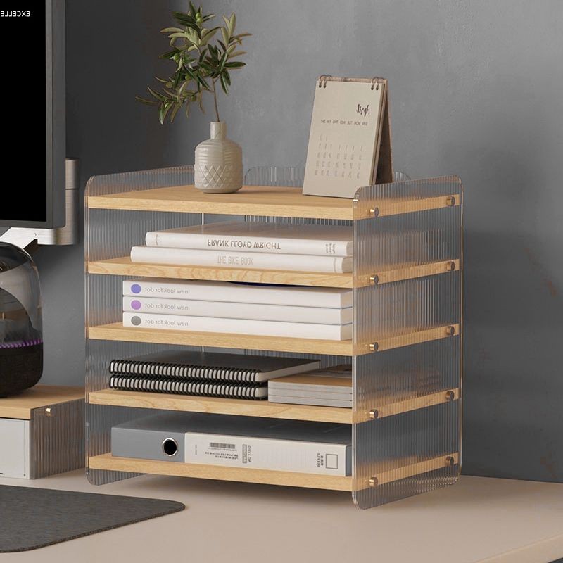 Acrylic Desktop Storage Box Desk Shelf File Rack Office Work Position ...