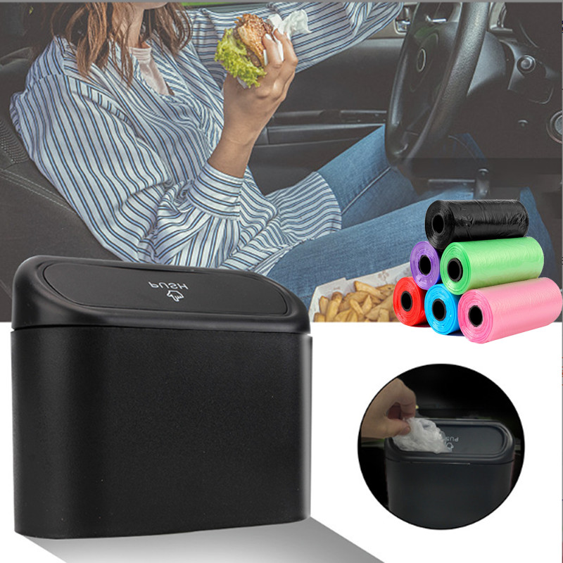 Universal Car Dustbin Box Garbage Flip Lid Waterproof Recycling Bin Car ...