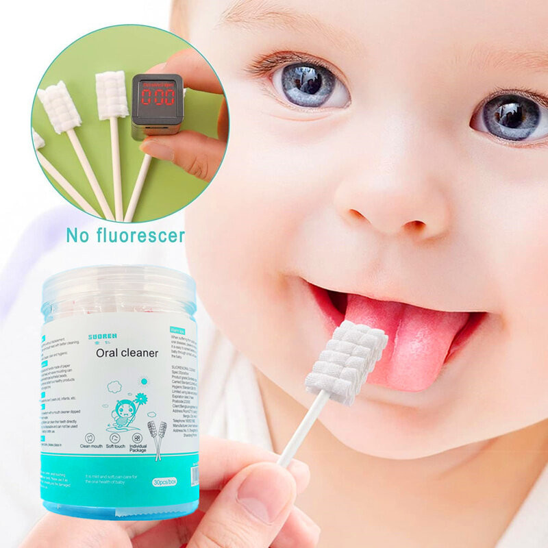 Baby Oral Cleaner Cotton Swab Mouth Tongue Cleaner Toothbrush Gauze Pad ...