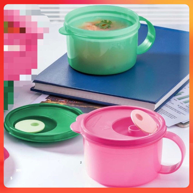 Tupperware 460ml Microwaveable CrystalWave Soup Mug Liquid Tight Soup ...