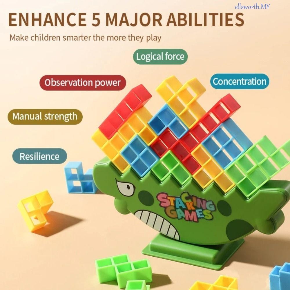 ELLSWORTH Dinosaur Stacking Blocks, plastic Animal Tetra Tower Balance ...