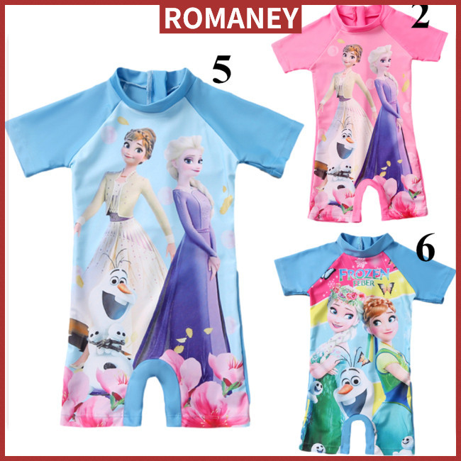TU Girls One-piece Swimsuit Ice Snow Princess Print Sunscreen Swimsuit ...