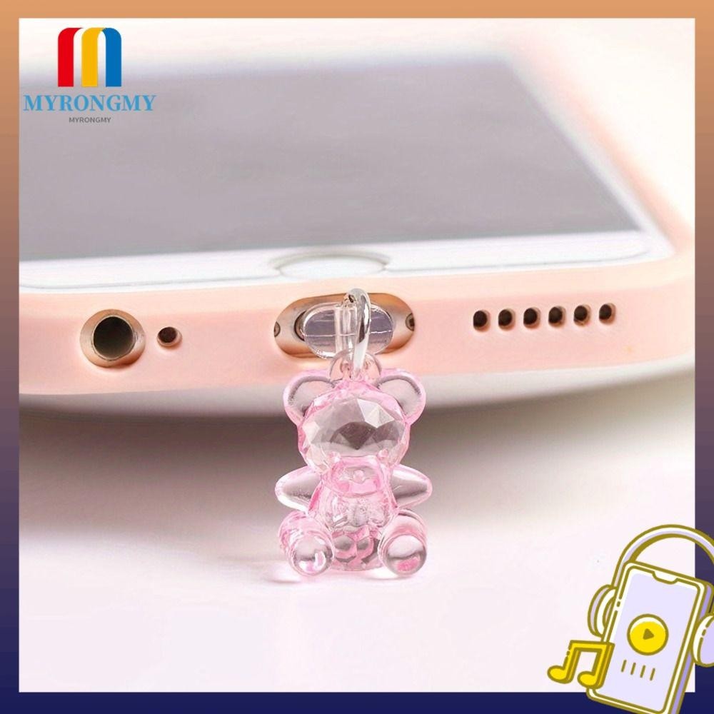 MYRONGMY Mobile Phone Dust Plug, Cute Acrylic Bear Dust Plug, Interface ...