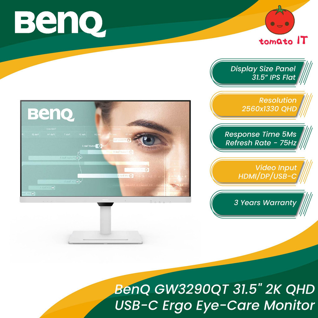 BENQ GW3290QT 31.5" 2K QHD USB-C Ergonomic Eye-Care Monitor | Shopee ...