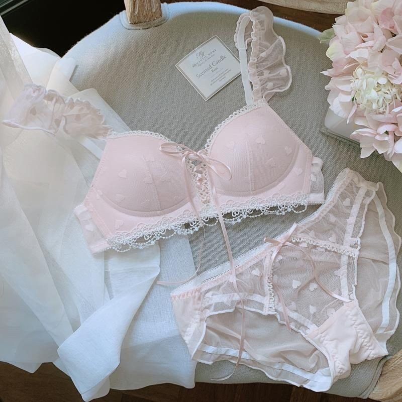 Student Sweet Female Underwear Set Soft Girl Cute Wireless Girl Bra ...