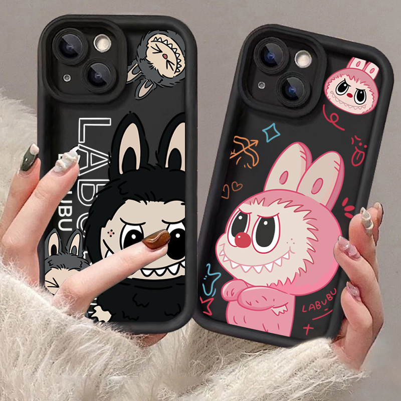 Trendy Cute Cartoon Labubu Couples Case For iPhone 16 15 14 13 12 11 ...