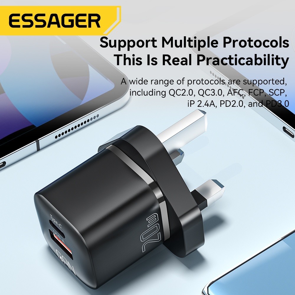 (AD)Essager 20W GaN USB Type C Charger PD Fast Charge Phone QC 3.0 ...