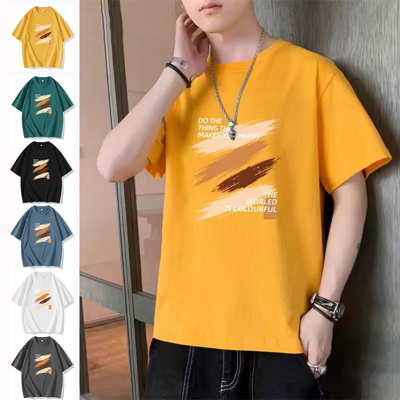 M-4XL Fashion Men's Printed T-shirt Breathable Half Sleeve Youth Top ...