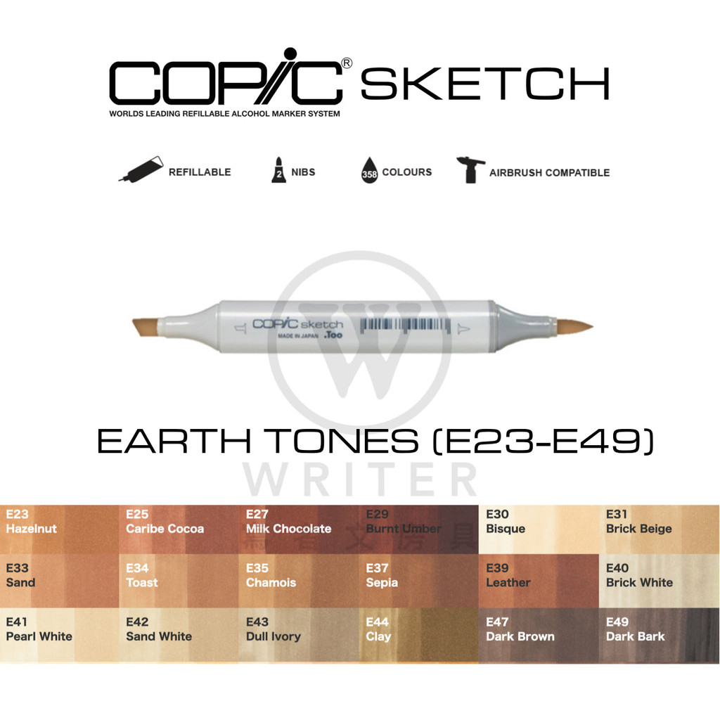COPIC Sketch Marker EARTH TONES (E23-E49) | Shopee Malaysia