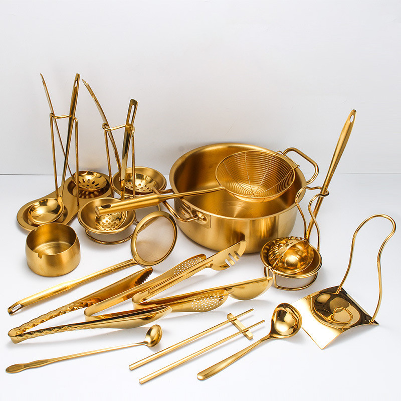 KATEKV High Quality Gold Kitchenware Set Stainless Steel Cooking ...