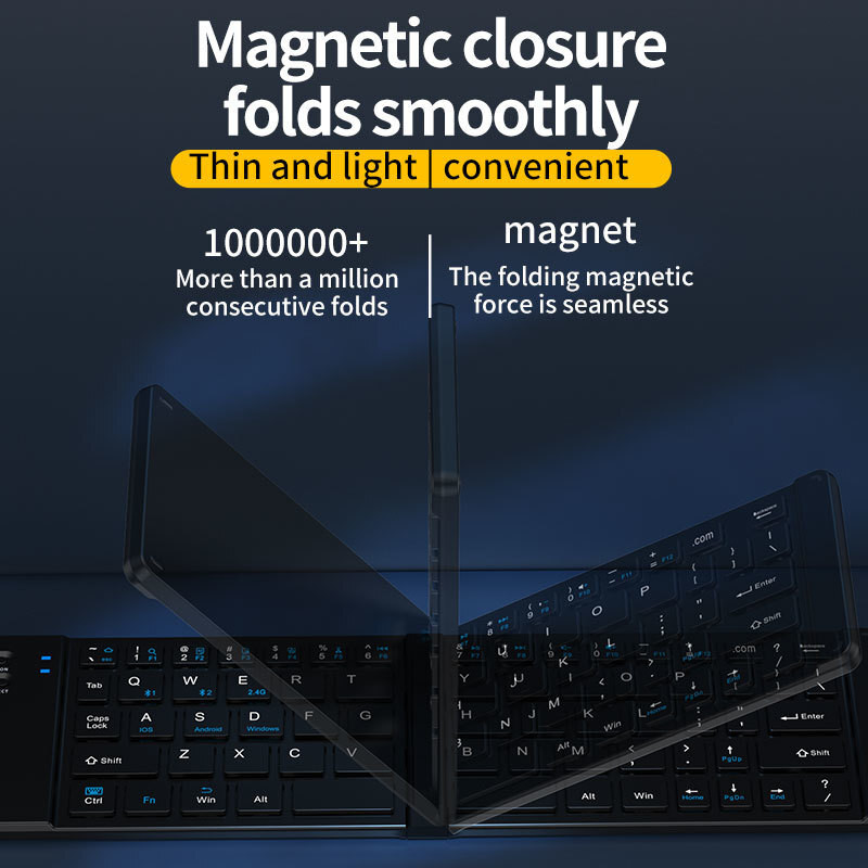 Jomaa Portable 2 4g Bluetooth Wireless Foldable Keyboard And Mouse Set Rechargeable Folding