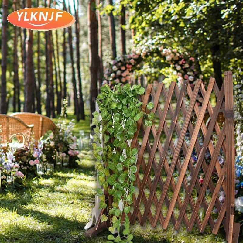 【Fast Delivered】 Wooden Fence Lattice Fence Retractable Garden Trellis ...