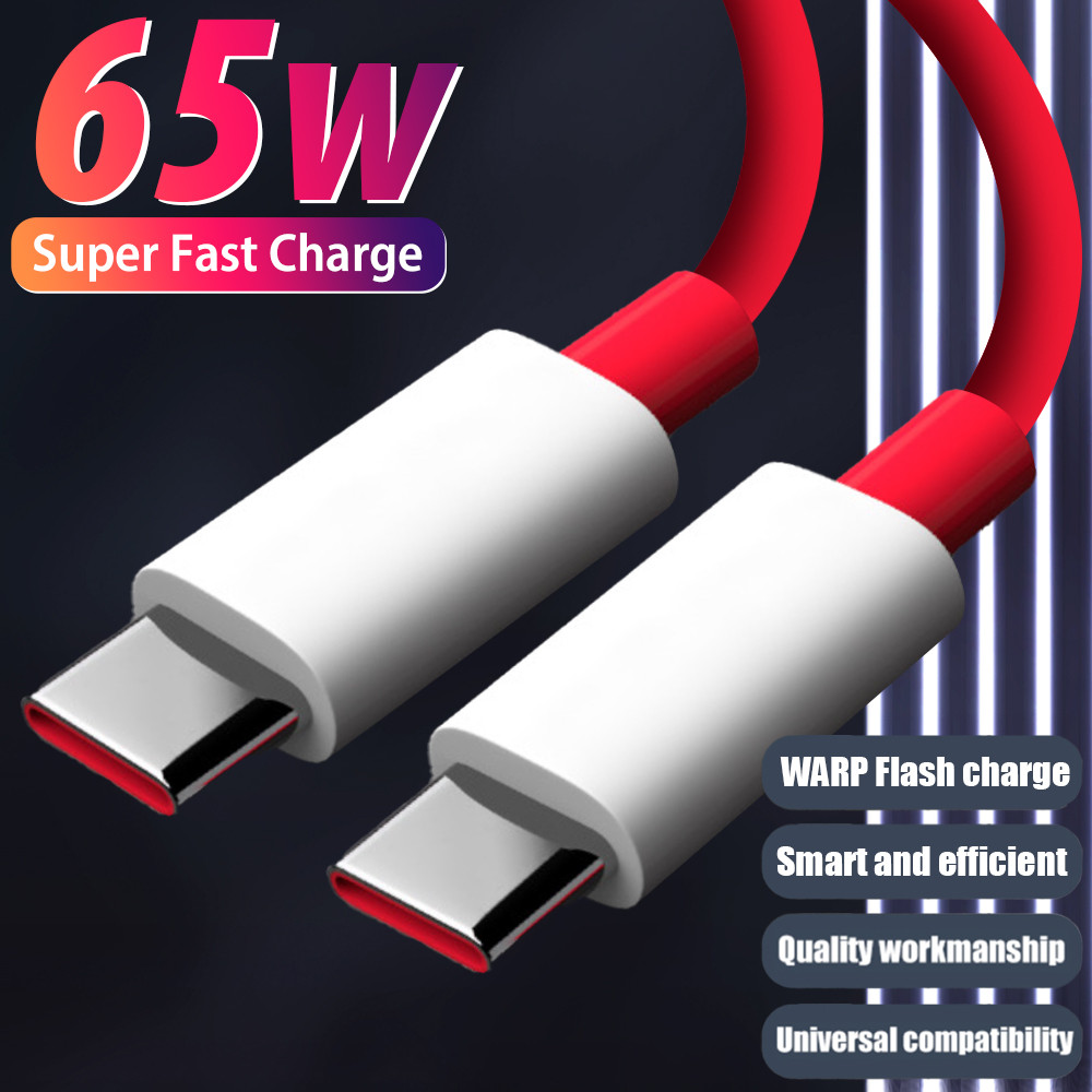 65W Red Type-C Data Cable - Super Fast PVC Charge Cable - USB Type-C to ...